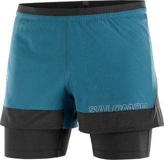 Salomon Herren Shorts CROSS 2IN1 SHORTS M DEEP DIVE/DEEP BLACK
