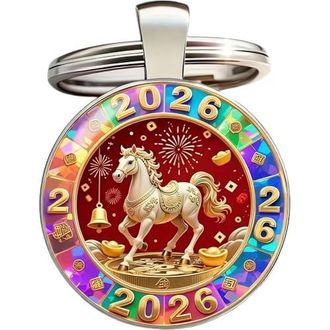Generic Porte-cl&eacute;s cheval du Nouvel An chinois, cadeau de d&eacute;coration pour les amateurs de chevaux, cadeaux pour femmes, porte-cl&eacute;s porte-bonheur, style 4, tai