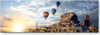 Paul Sinus Art Wandbild auf Leinwand 120x40cm Bunte Heißluftballons über Kappadokien