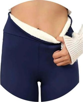Onsoyours Legging Polaire Femme Hiver Chaud Doublé en Molleton Pantalon Thermique Epais Leggings Taille Haute Élastiques Slim B Marine XXL