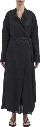 Isabel Benenato Isabel Benenato, Femme, Manteaux, Noir, Taille: 34 FR Cappotto Lungo in Lino