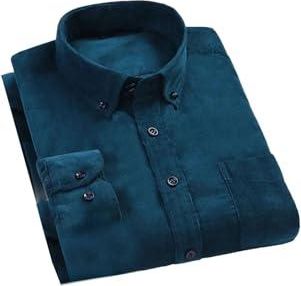 Generic Chemise en velours c&ocirc;tel&eacute; &agrave; manches longues en coton pour homme, coupe r&eacute;guli&egrave;re, douce et confortable, 1, XXL