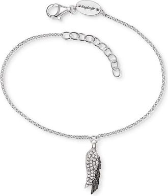 Engelsrufer Damen Armband aus Sterling Silber und Flügel Anhänger Duo Silber und Schwarz - mit 27 Zirkonia Steinen besetzt - Karabinerverschluss - längenverstellb