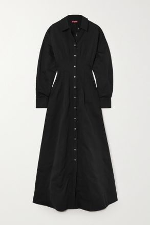 Staud Winona Maxi-hemdblusenkleid Aus Faille Aus Einer Baumwollmischung - Schwarz