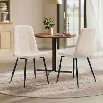 Vasagle Chaises de Salle &agrave; Manger, Lot de 2, Support M&eacute;tallique, Pieds R&eacute;glables, Nettoyage Facile, Chaises de Cuisine, Tissu Chenille, PU Textur&eacute; Glac&eacute;, Blan