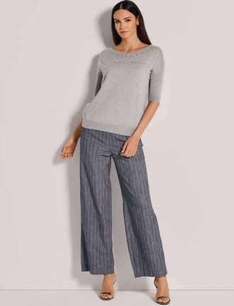 Madeleine Strickpullover Halbarm-Pullover mit Ziersteinen