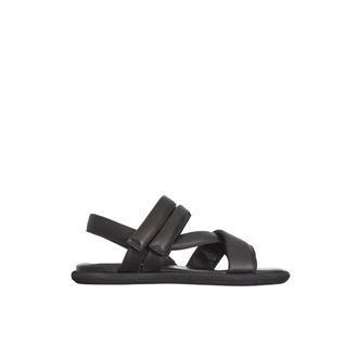 Puro Flache Ledersandale - - Shoes - Damen - Schwarzk - 39 EU