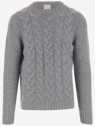 Allude Mens Cashmere Crew-Neck Sweater Grey
