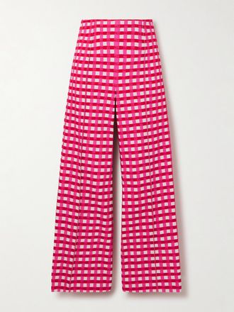 Emilia Wickstead Jean Large Taille Haute &Agrave; Carreaux Daffy - Rose