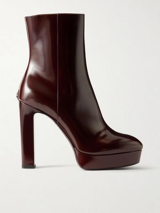 Jimmy Choo London Bottines En Cuir Brillant Marene 120 - Bordeaux