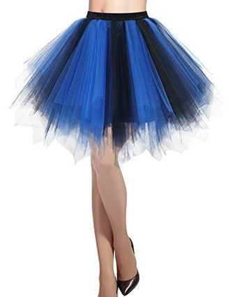 Dresstells Jupon Jupe Ballet Tutu Court en Tulle Couleurs vari&eacute;es Black Royal Blue M