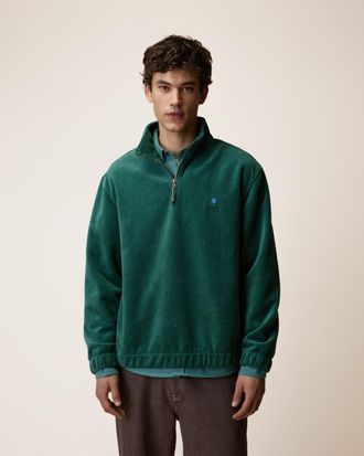Faguo Sweat zipp&eacute; vert gris&eacute;