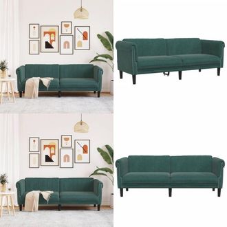 vidaXL Vidaxl - Canapé à 3 places vert foncé velours - Canapé Trois Places - Canapé Velours - Canapé Vert - Canapé Design - Meuble Salon - Home & Living