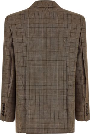 Chlo&eacute; Check Wool Double-Breasted Blazer - Brown