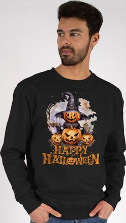 Shirtracer Sweatshirt Happy Halloween Hexe K&uuml;rbiskopf K&uuml;rbis Gruselig (1-tlg) Halloween Kost&uuml;me Damen