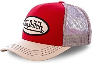 Von Dutch Casquette Homme & Femme Ajustable, Casquette Trucker, Sans Déformation, Doux et Multi-Sport, Rouge, Beige, Taille TU