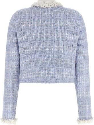 Self Portrait Womens Blue Cotton Full-Length Jacket Clothing