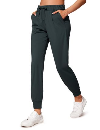 CRZ YOGA Damen Jogginghose mit Tunnelzug Undurchsichtig Sweathose Sporthose Seitentaschen - 71cm Melanit 36