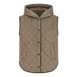 Brunello Cucinelli Femme, Vestes, Brun, Taille: 38 FR Thermore Quilted Padded Nylon Vest