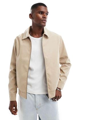 Brave Soul Blouson Harrington l&eacute;ger - Taupe-Neutre