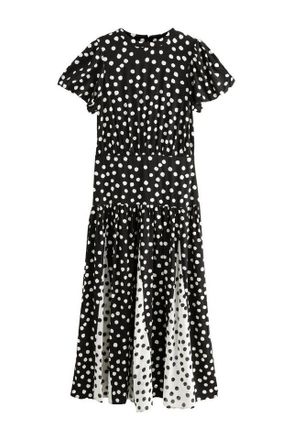 Next Midikleid Kurz&auml;rmeliges T-Shirtkleid mit geteiltem Muster (1-tlg)