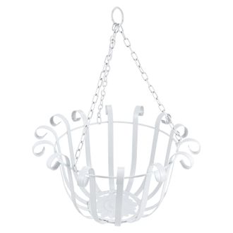 Yarnow Eisen H&auml;ngender Pflanzk&uuml;bel Wei&szlig; Blumenst&auml;nder Balkon Pflanzenhalter f&uuml;r Drau&szlig;en Langlebiger Blumenkorb aus Metall Garten Dekoration