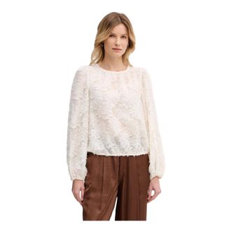 Oui Femme, Blouses et Chemises, Beige, Taille: 40 FR Blouse transparente &agrave; manches bouffantes