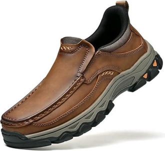 Generic QXDZSW Mocassins pour homme Printemps Automne Chaussures de randonnée élégantes en cuir de vache Chaussures décontractées à enfiler, marron clair, 39 