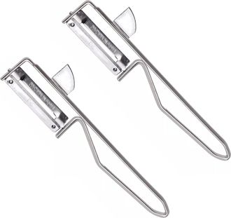 Fackelmann Fackelmann | Sparsch&auml;ler 2er Set | Sch&auml;ler aus rostfreiem Edelstahl | Hochwertige Gem&uuml;sesch&auml;ler mit gesch&auml;rftem Ausstecher | ideal f&uuml;r Spargel, Gem&uuml;se