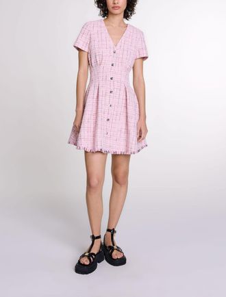Maje Kurzes Babydoll-kleid Aus Tweed - Rosa - Gr&ouml;&szlig;e 34 - Maje