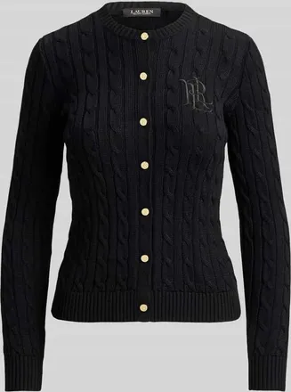 Lauren Ralph Lauren Regular Fit Strickjacke aus reiner Baumwolle mit Logo-Stitching