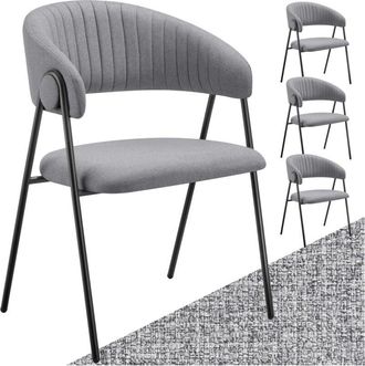 TecTake Tectake - Lot 4 Fauteuils rembourré ergonomique en tissu 150kg max gris