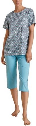 CALIDA Spring Nights Ensemble de Pijama, Opaque, Bleu Topaze, 46-48 Femme