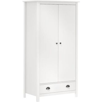vidaXL Kleiderschrank mit 2 T&uuml;ren Hill Wei&szlig; 89x50x170 cm Kiefernholz - Vidaxl