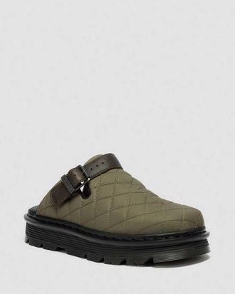 Dr. Martens Zebzag Quilted Canvas Plateau Mules in Gr&uuml;n, Gr&ouml;&szlig;e: 36