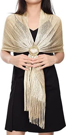 Heekpek Chale Femme Mariage Dor&eacute; &Eacute;charpe Ch&acirc;le &Eacute;tole Mariage Wrap Foulard pour Soir&eacute;e C&eacute;r&eacute;monies Parties F&ecirc;tes Mariage, Champagne, Taille unique