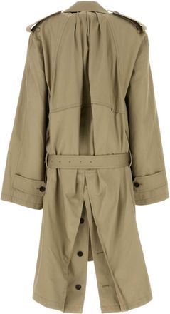 Balenciaga Draped Neck Trench Coat - Beige