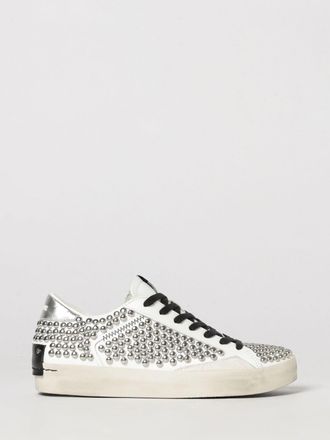 Crime London Baskets basses Distressed en cuir avec application de clous