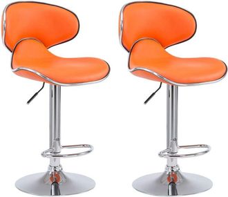 Clp 2er Set Barhocker Las Vegas Kunstleder orange chrom