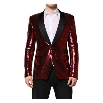 Dolce & Gabbana Roter Pailletten-Blazer - - Jackets - Herren - Rot - M