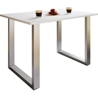 ebuy24 XonaU Esstisch 110x50cm wei&szlig;, silberfarben