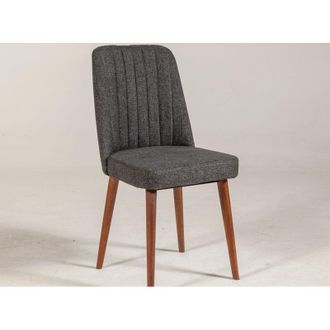 Les Tendances Chaise de salle &agrave; manger tissu anthracite et bois Noyer Mareva