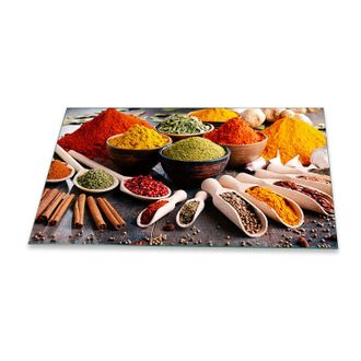 Decorwelt | Herdabdeckplatten 90x52 cm 1-Teilig Gew&uuml;rze Bunt Ceranfeldabdeckung Universal Spritzschutz Glas Deko Elektroherd Induktion f&uuml;r Kochplatten Herdschut