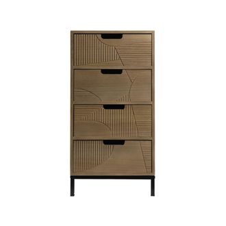 Mobili Rebecca Moderne Kommode, Kommode 4 Schubladen, Holz Metall, Schwarz Braun, f&uuml;r Badezimmer Eingang, Moderner Industrial Stil - Ma&szlig;e HxBxT: 67,5 x 35 x 30 cm - 