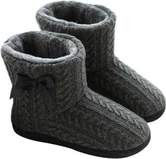 UPKOCH Bottines Femme Hiver Tricot&eacute;es Int&eacute;rieures Chaudes Antid&eacute;rapantes Semelle Plate Confort Peau