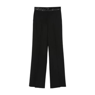 Msgm Palazzo-Hosen mit Logog&uuml;rtel - - Trousers - Damen - Schwarzk - M