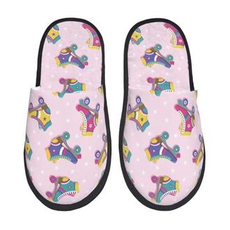 Generic Pantoufles En Feutre Patins &Agrave; Roulettes R&eacute;tro Color&eacute;s R&eacute;utilisables Pantoufles Cozy Chaussons Maison Pour Chambre H&ocirc;tel Camping L