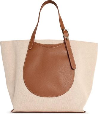 Longchamp Sac en toile de coton caramel Longchamp Shopping Complice