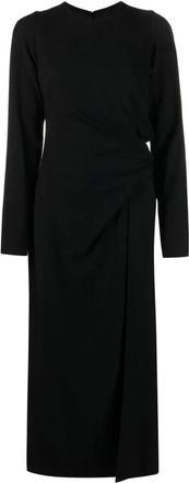 Dries Van Noten Femme, Robes, Noir, Taille: 38 FR Draped Long-Sleeve Zip-Back Dress
