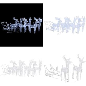 vidaXL Rentiere Schlitten Weihnachtsdekoration 320 LEDs Acryl - Weihnachtsdekoration - LED-Dekoration - Winterdekoration - Outdoor-Dekoration